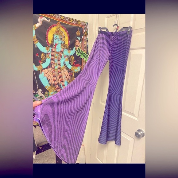 Dolls Kill | Pants & Jumpsuits | Willy Wonka Purple Trippy Flared ...
